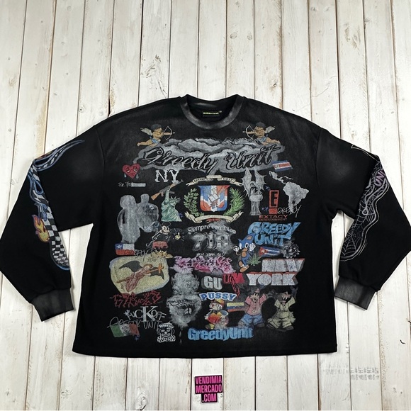 Greedy Unit | Shirts | Greedy Unit Ny Graffiti All Over Thermal Ls ...